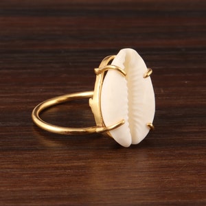 Cowrie Shell Ring, Cowry Shell Gold Plated Adjustable Rings, Shell ...