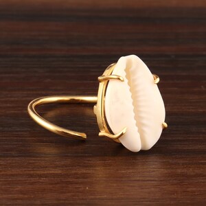 Cowrie Shell Ring, Cowry Shell Gold Plated Adjustable Rings, Shell ...
