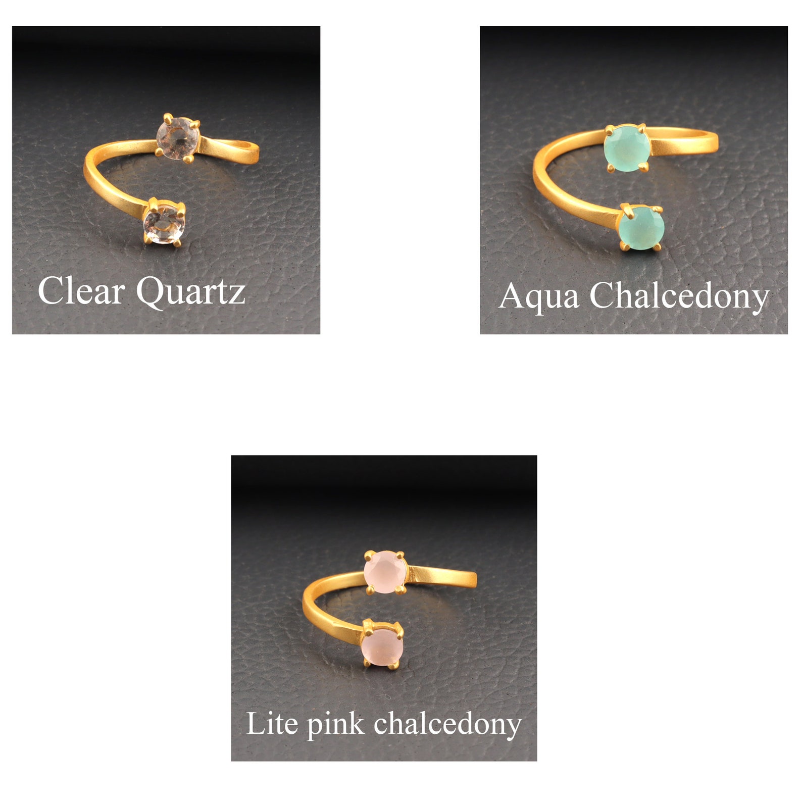 Minimalist Birthstone Ring Dull Gold Ring Stackable Open - Etsy