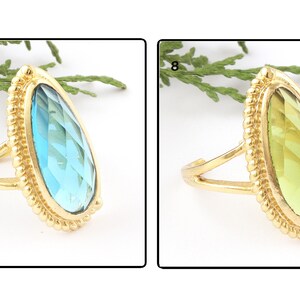 Gemstone Rings, Pear Shape Hydro Quartz Gold Plated Rings, Adjustable ...
