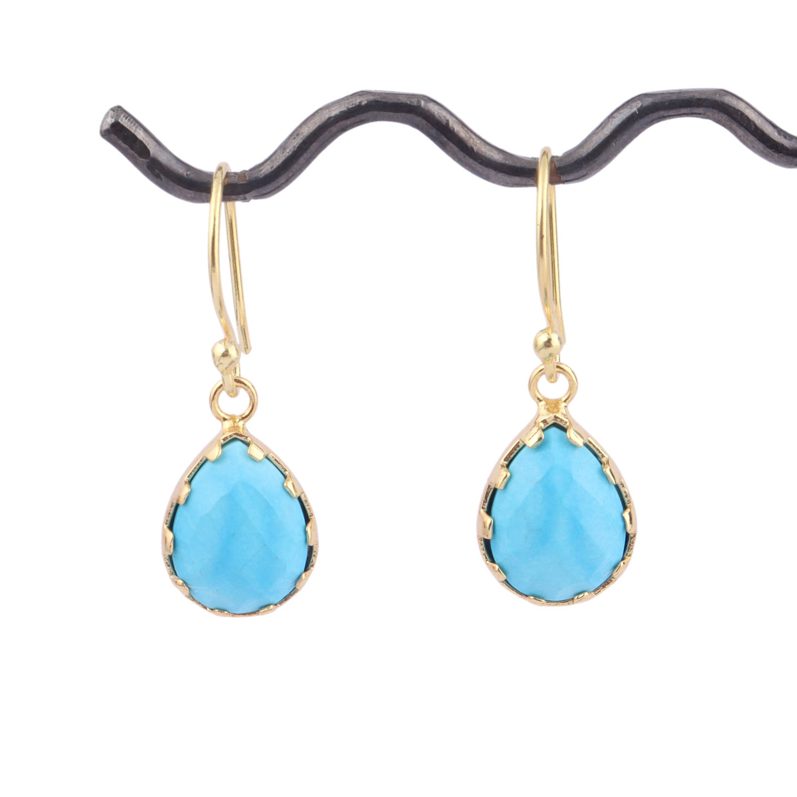 Pear Shape Gemstone Earring Natural Gemstone Gold Plated | Etsy