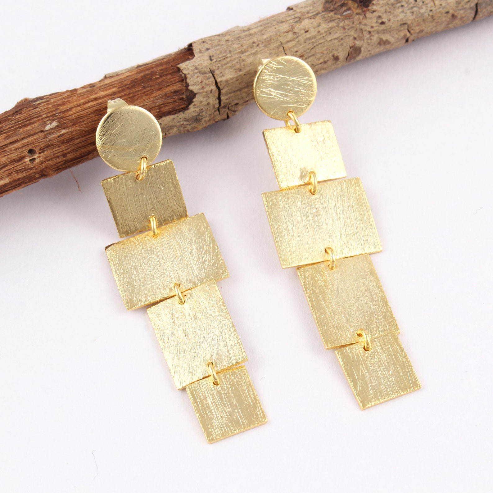 Matte Finish Jewelry Brushed Finish Statement Earrings Gold | Etsy