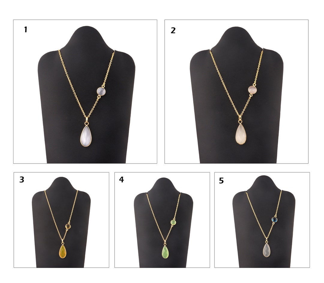Cats Eye Necklace Chaker Cut Gemstone Gold Plated Chain Necklace, Cable ...