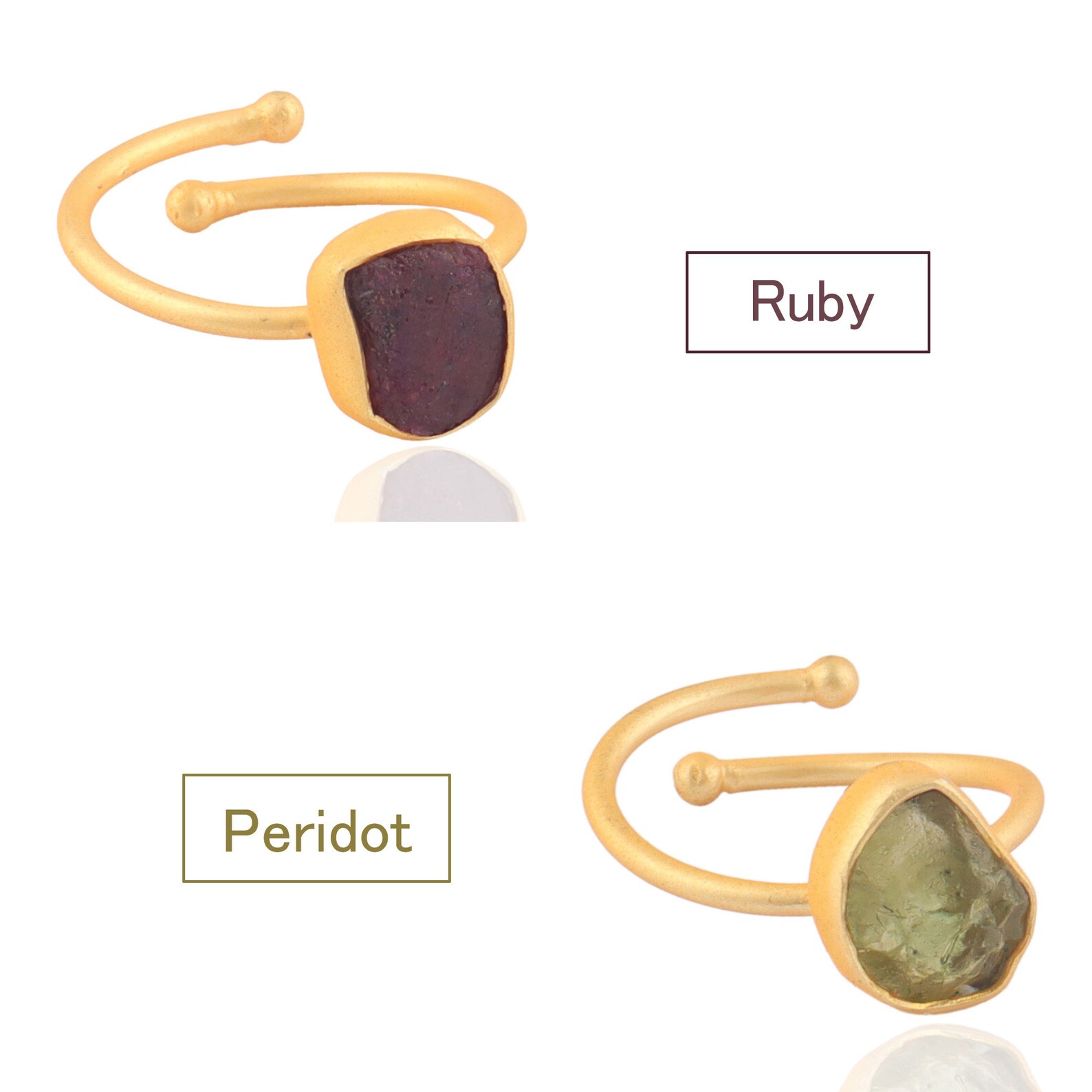 Raw Birthstone Ring Dull Gold Rings Real Gemstone Dull Gold - Etsy