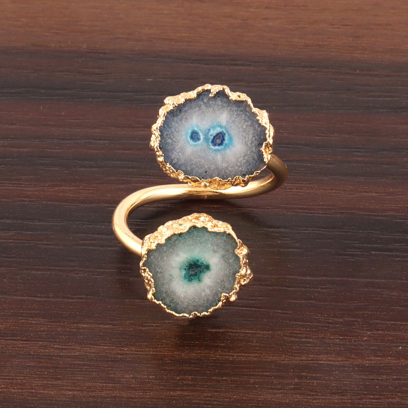 Solar Rings Natural Solar Quartz 24k Gold Plated Adjustable | Etsy