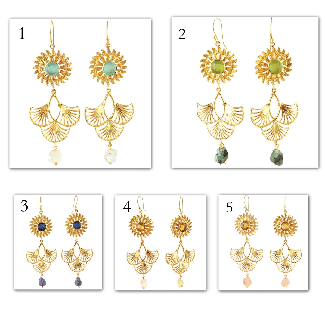 Big Designer Earrings, Hydro Quartz With Birthstone Gold Plated Dangle ...