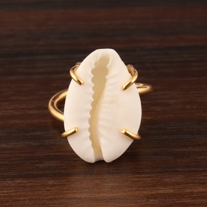 Cowrie Shell Ring, Cowry Shell Gold Plated Adjustable Rings, Shell ...