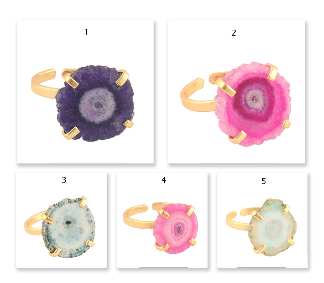 Natural Solar Quartz Gold Plated Handmade Adjustable Rings, Solar ...