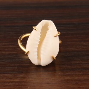 Cowrie Shell Ring, Cowry Shell Gold Plated Adjustable Rings, Shell ...