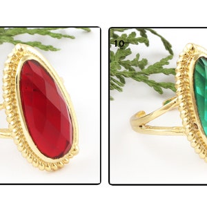 Gemstone Rings, Pear Shape Hydro Quartz Gold Plated Rings, Adjustable ...