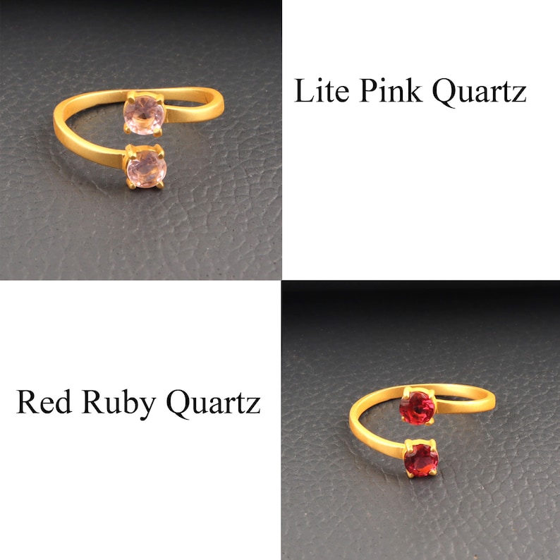 Minimalist Birthstone Ring Dull Gold Ring Stackable Open - Etsy