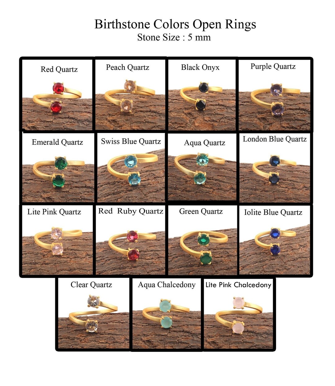 Minimalist Birthstone Ring | Dull Gold Ring Stackable Open Ring | Tiny ...