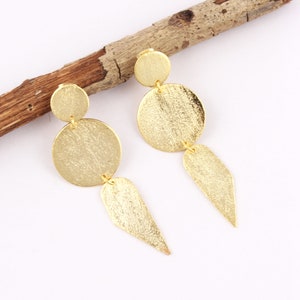 Matte Finish Jewelry Brushed Finish Statement Earrings Gold Plated Stud ...