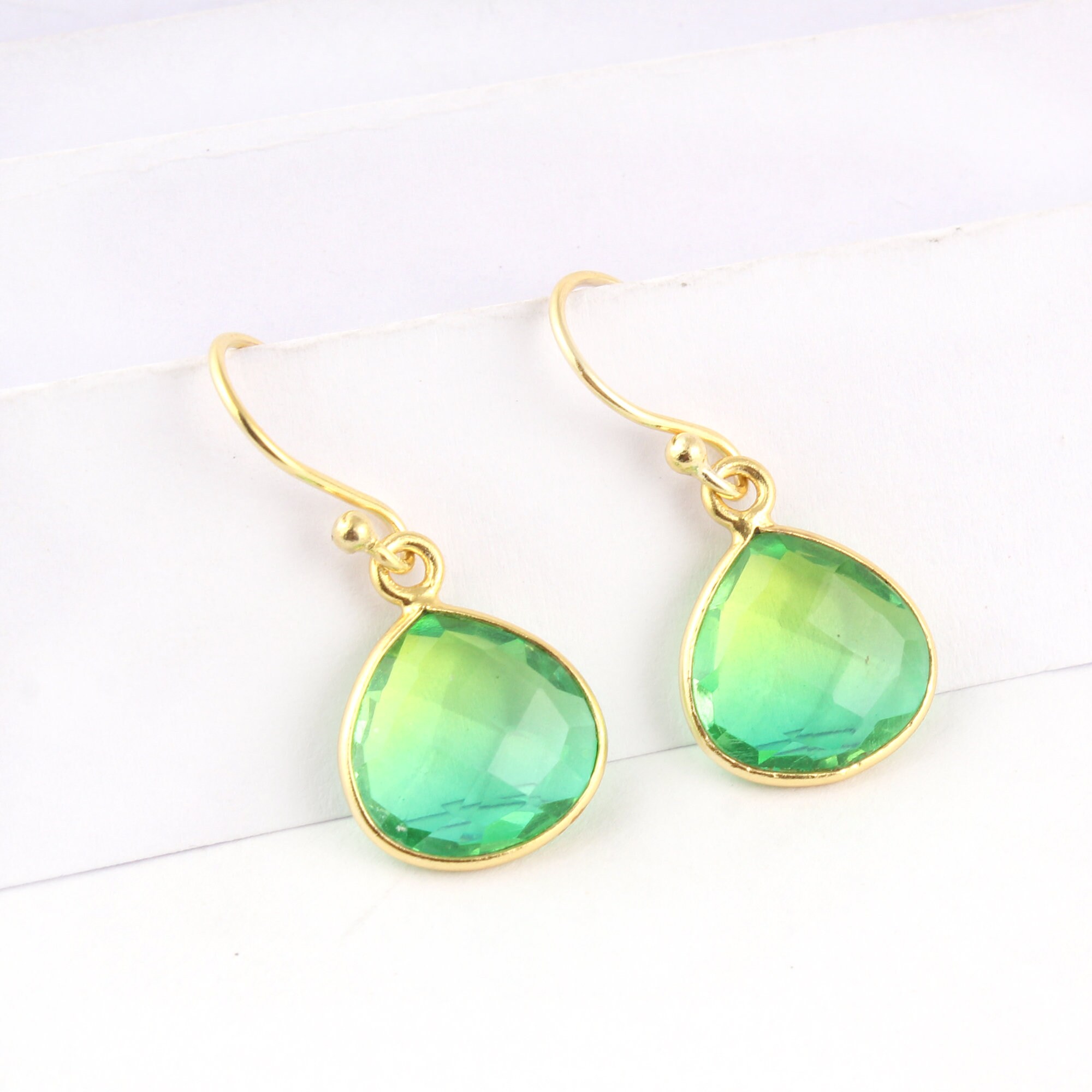 Doublet Quartz Earrings, Multi Color Doublet Quartz 925 Sterling Silver ...