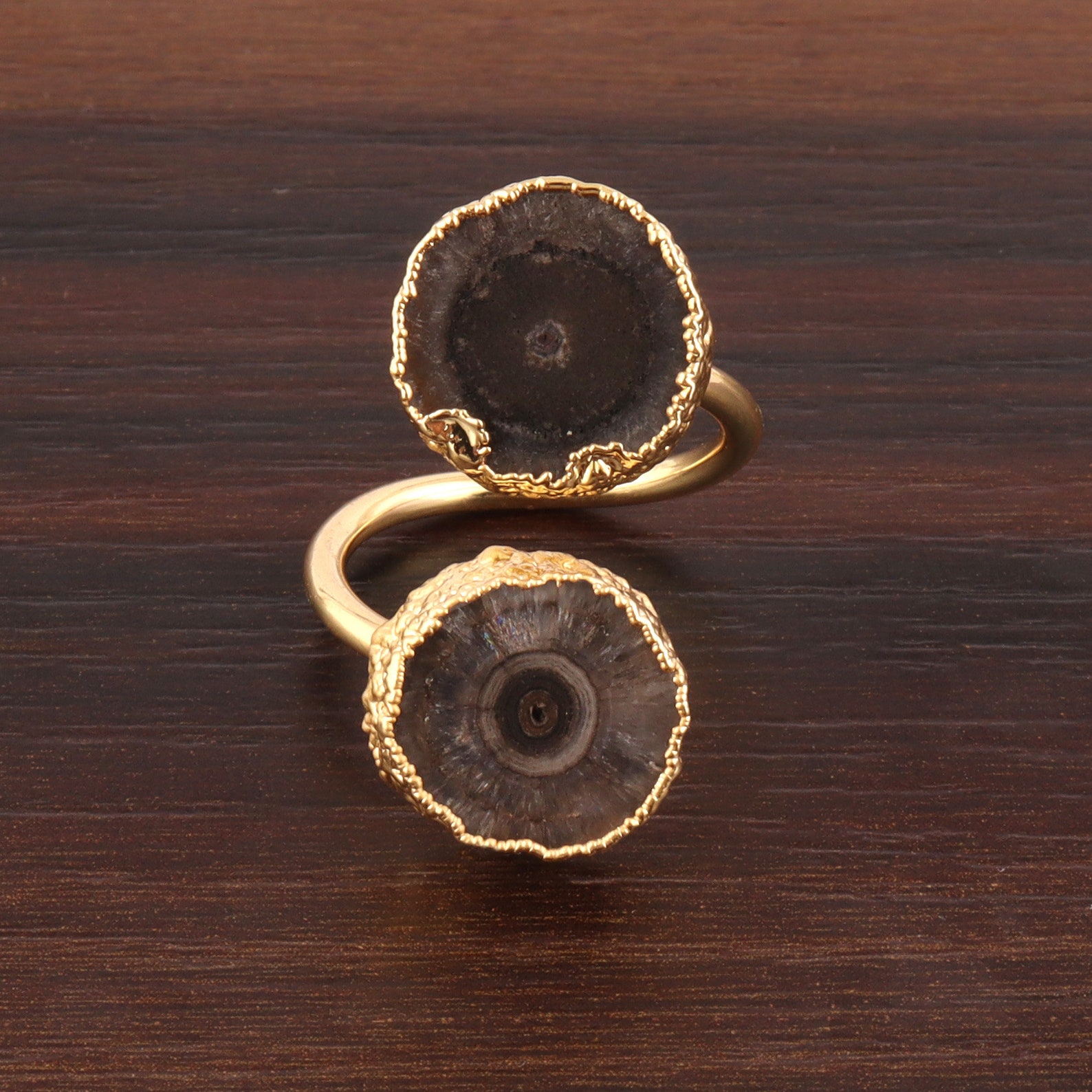 Solar Rings Natural Solar Quartz 24k Gold Plated Adjustable | Etsy