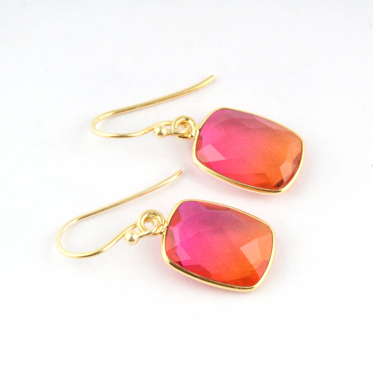 Doublet Quartz Earrings, Multi Color Doublet Quartz 925 Sterling Silver ...