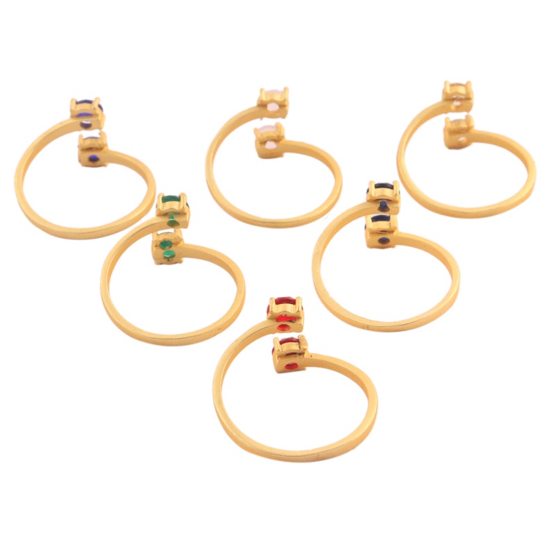 Minimalist Birthstone Ring Dull Gold Ring Stackable Open - Etsy