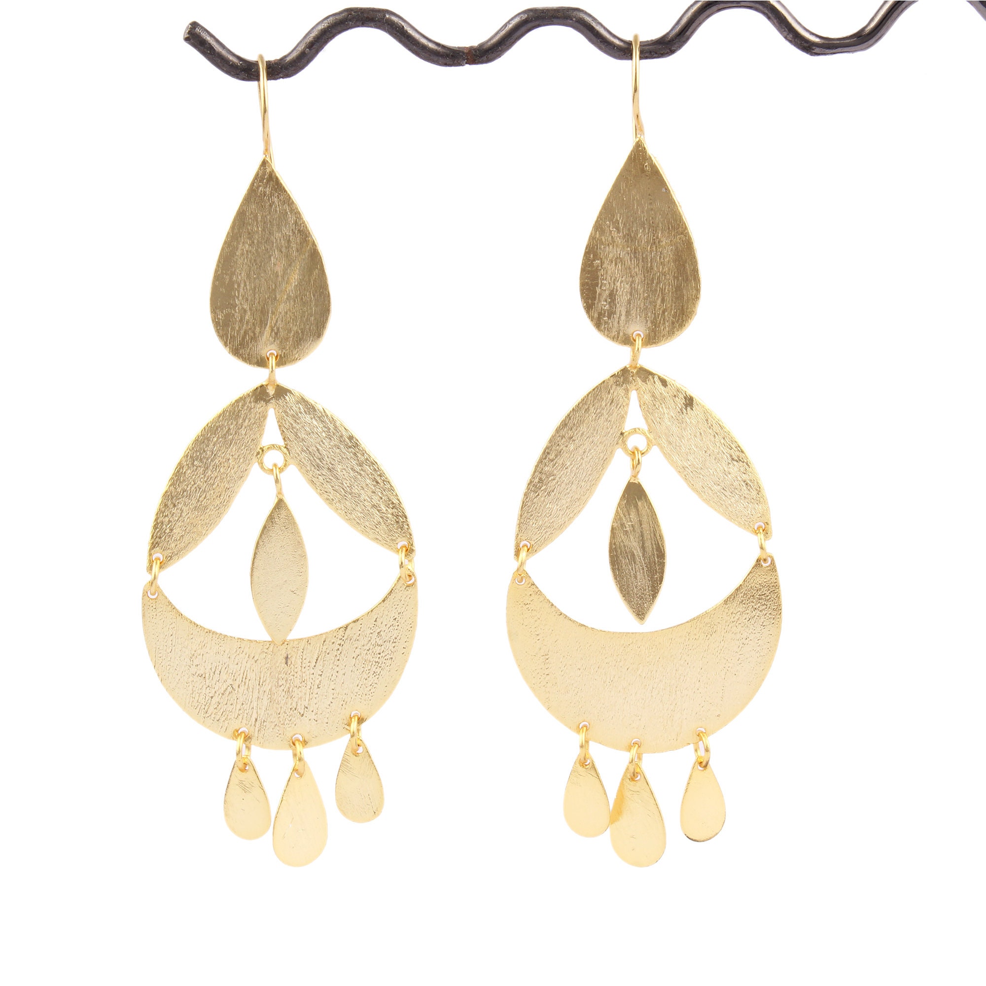 Matte Finish Jewelry | Brushed Finish Statement Earrings Gold Plated ...