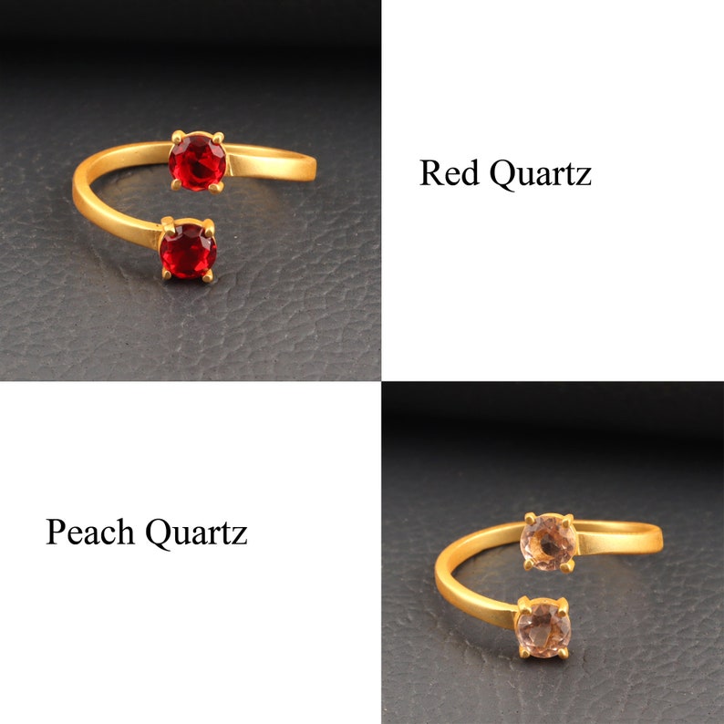 Minimalist Birthstone Ring Dull Gold Ring Stackable Open | Etsy