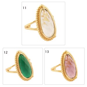 Gemstone Rings, Pear Shape Hydro Quartz Gold Plated Rings, Adjustable ...