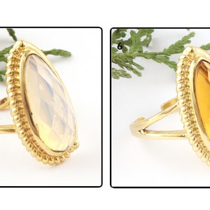 Gemstone Rings, Pear Shape Hydro Quartz Gold Plated Rings, Adjustable ...