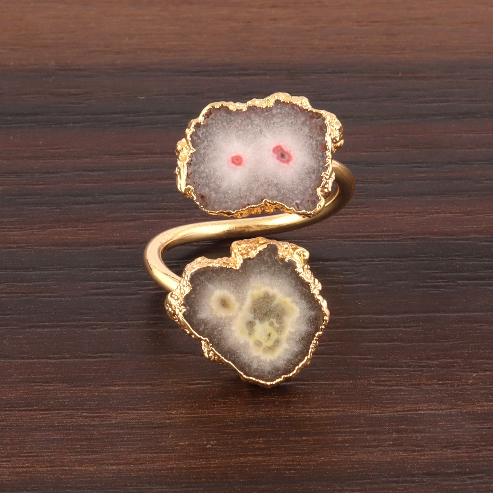 Solar Rings Natural Solar Quartz 24k Gold Plated Adjustable | Etsy