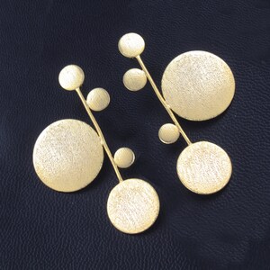 Matte Finish Jewelry Brushed Finish Statement Earrings Gold Plated Stud ...