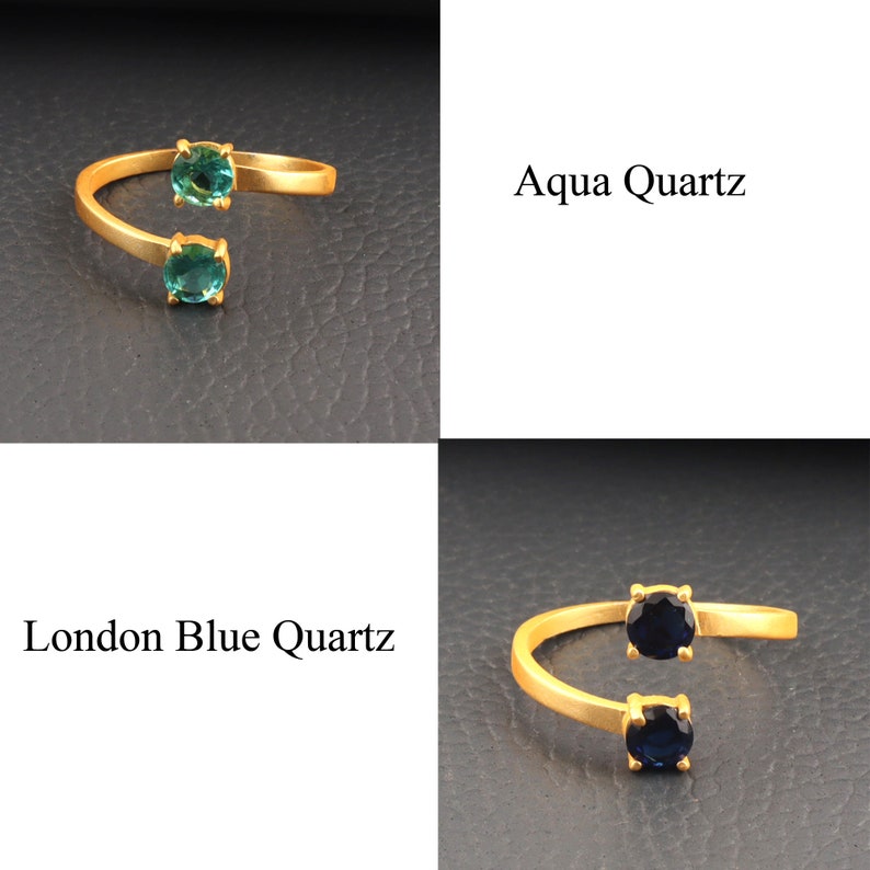 Minimalist Birthstone Ring Dull Gold Ring Stackable Open - Etsy