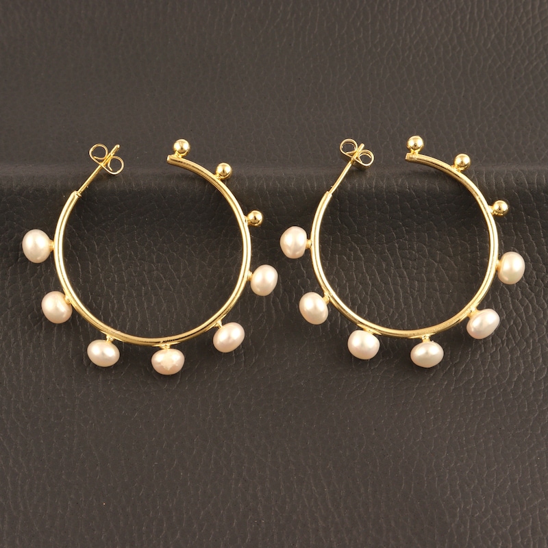 Pearl Hoops - Etsy