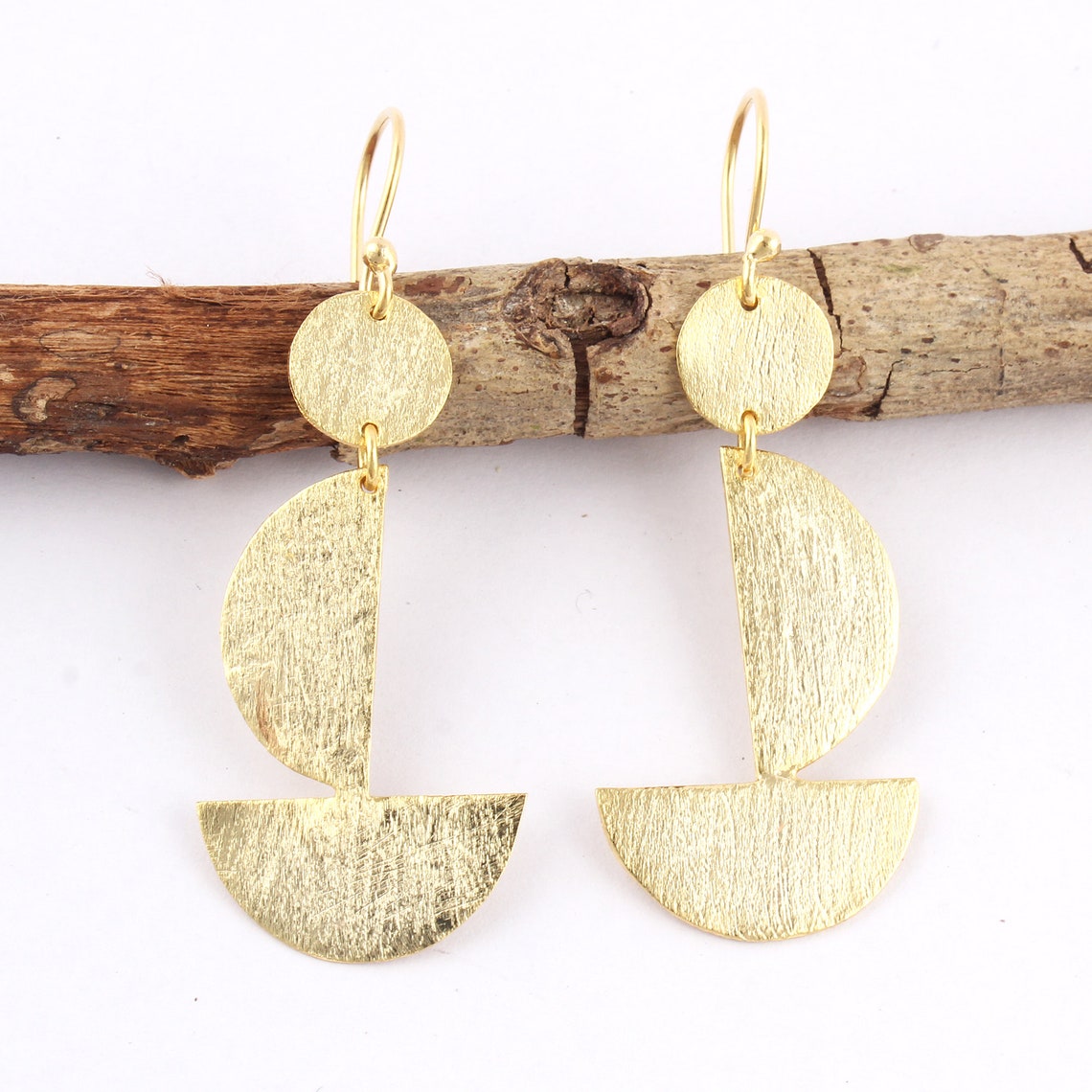 Matte Finish Jewelry Brushed Finish Earrings Gold Plated | Etsy