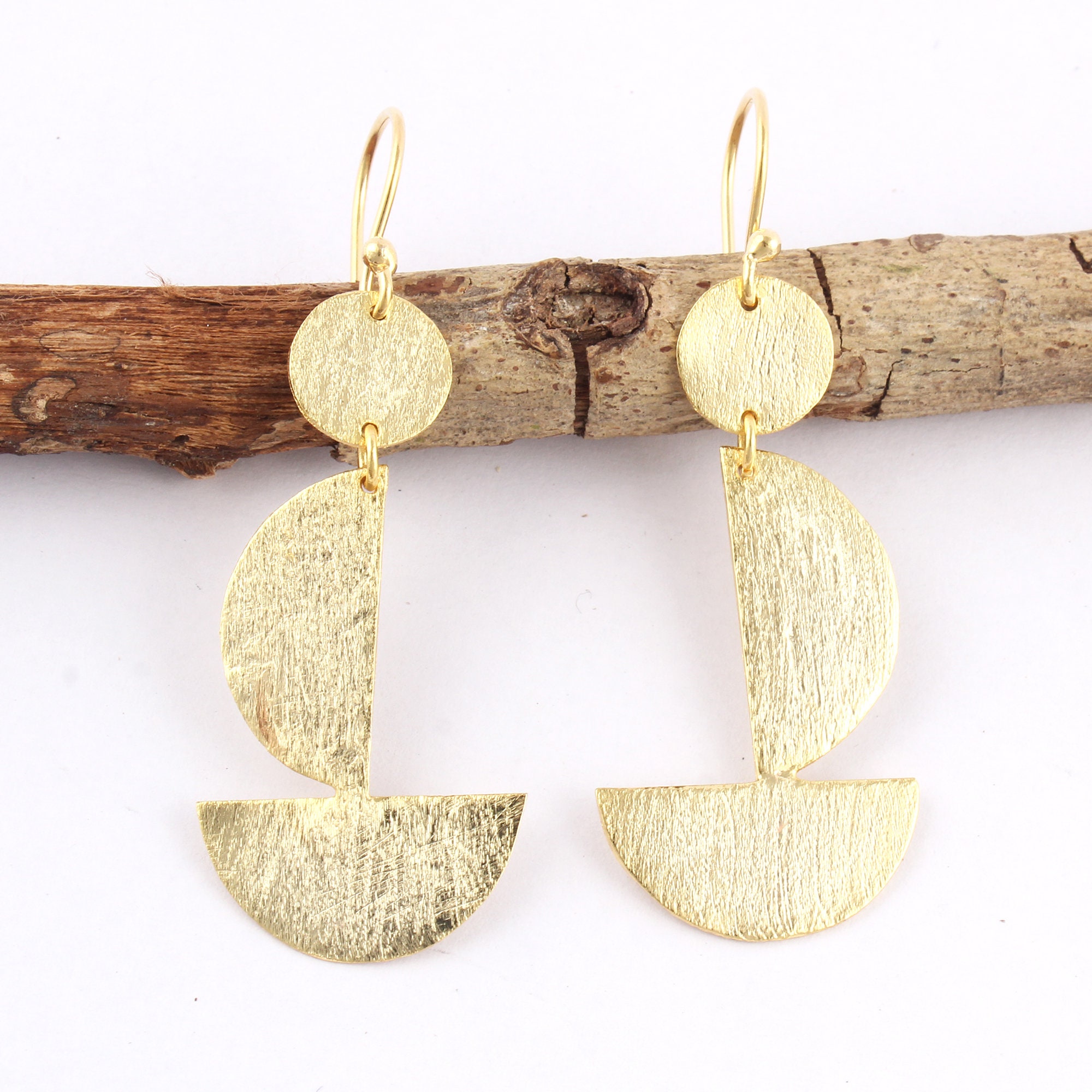 Matte Finish Jewelry | Brushed Finish Statement Earrings Gold Plated ...