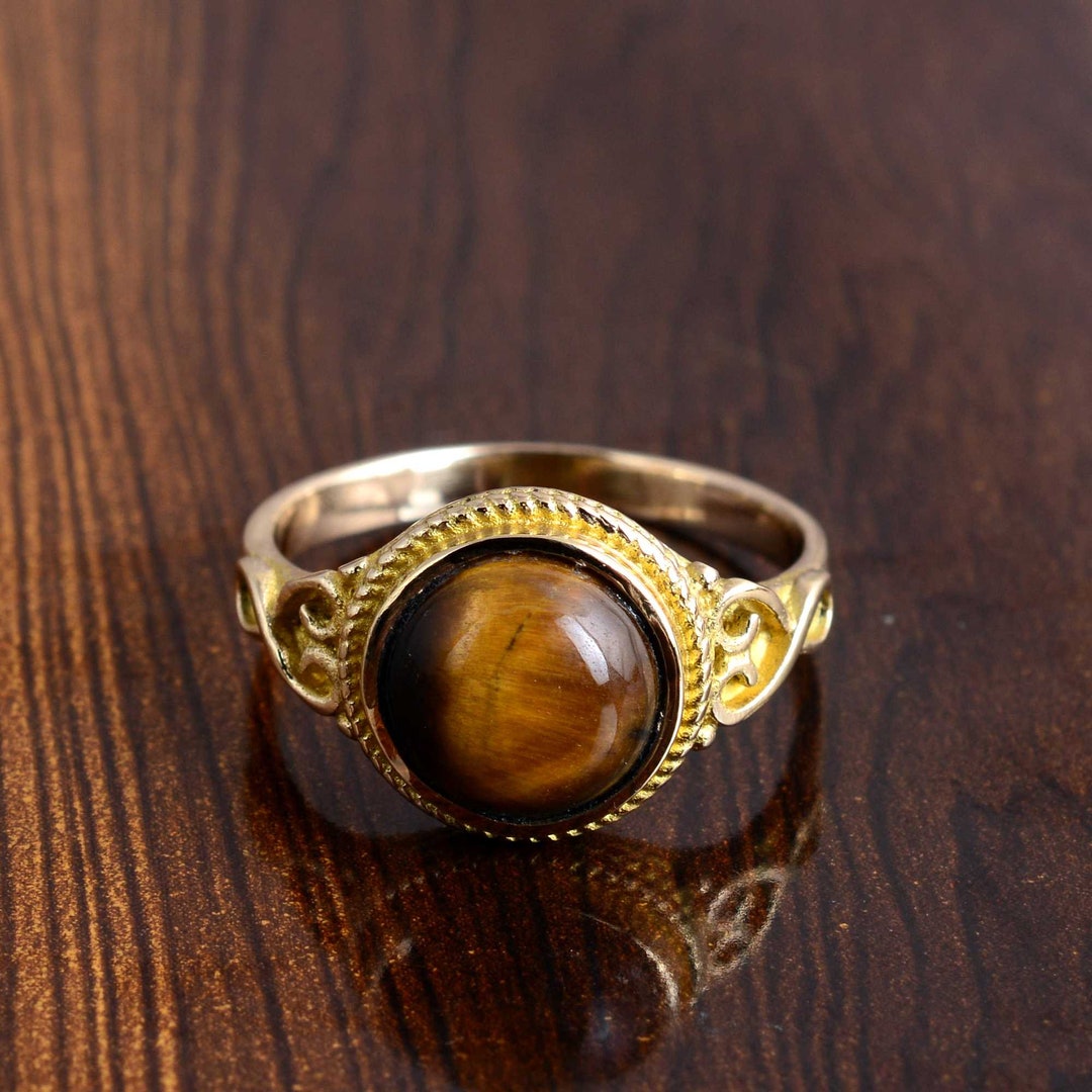 Tigers Eye Ring Tiger Eye Signet Ring Vintage Gold Ring - Etsy