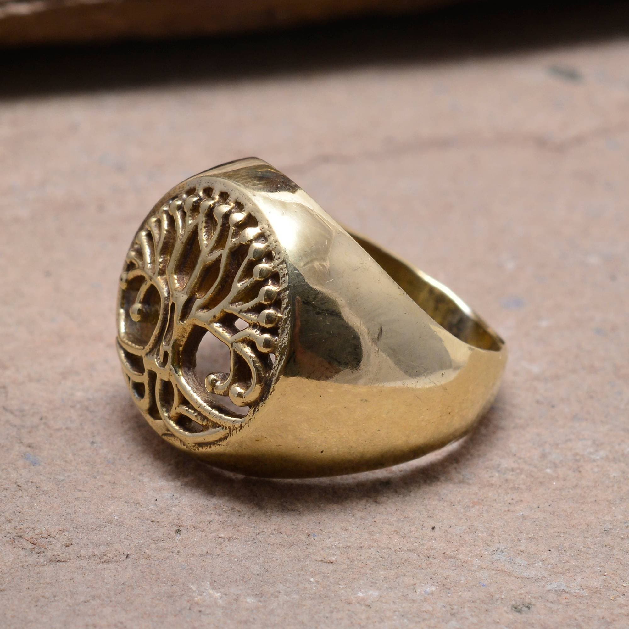 14K Solid Gold Tree of Life Ring, Sterling Silver Tree of Life Ring ...