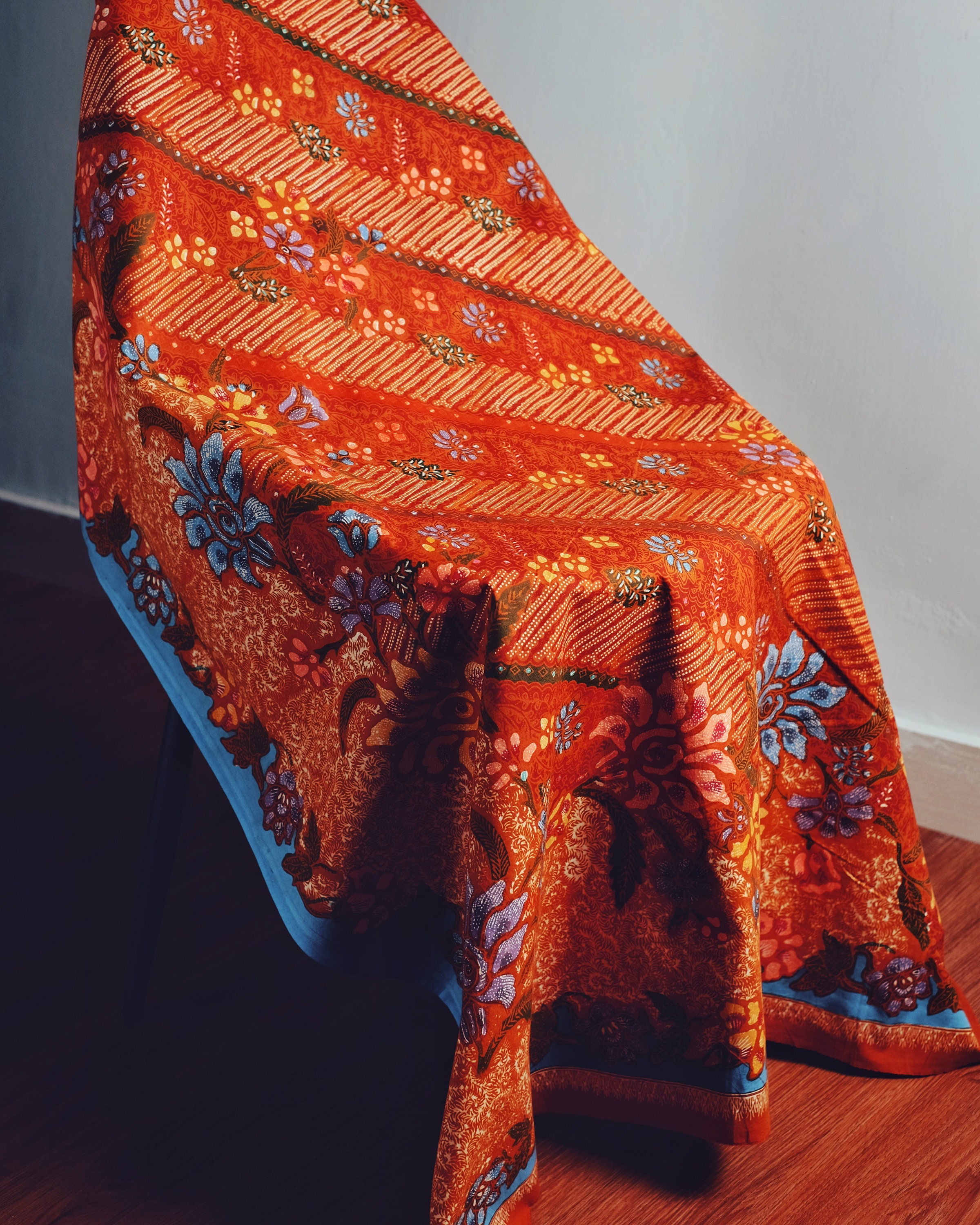 Batik Indonesia, "parang Seling" Motif, Vibrant Orange, Premium Cotton ...