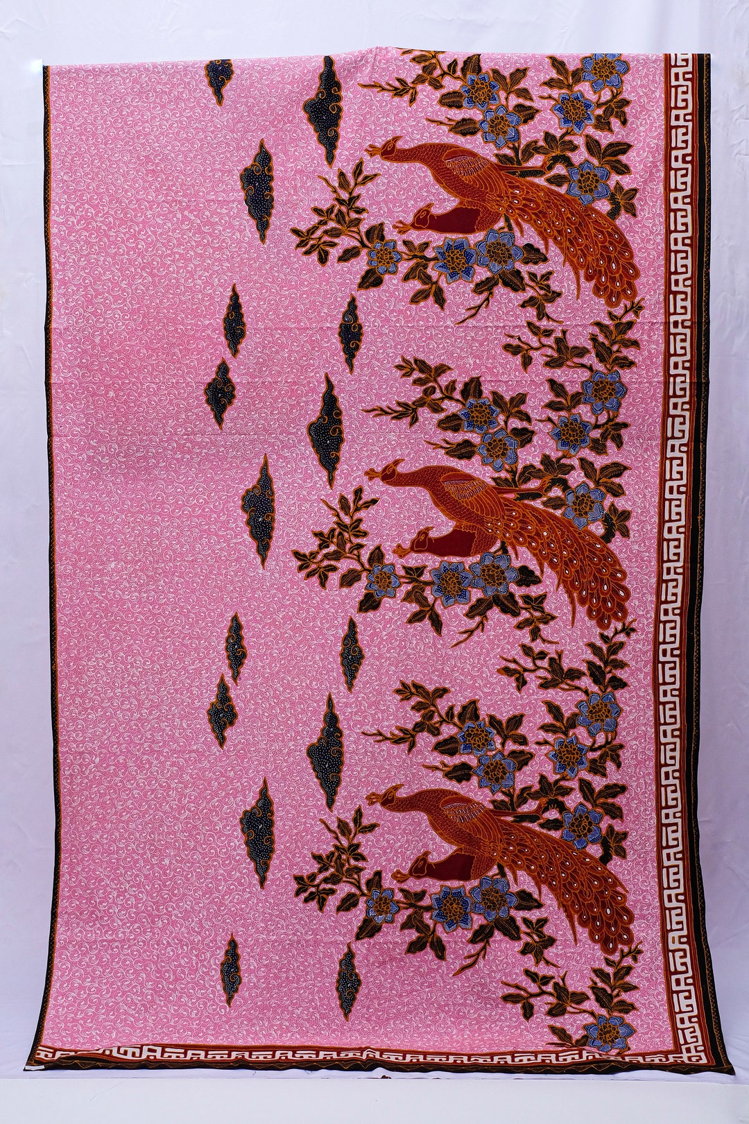 Batik Indonesia, "merak" (the Peacock) Motif, Warm Pinks and Blues ...
