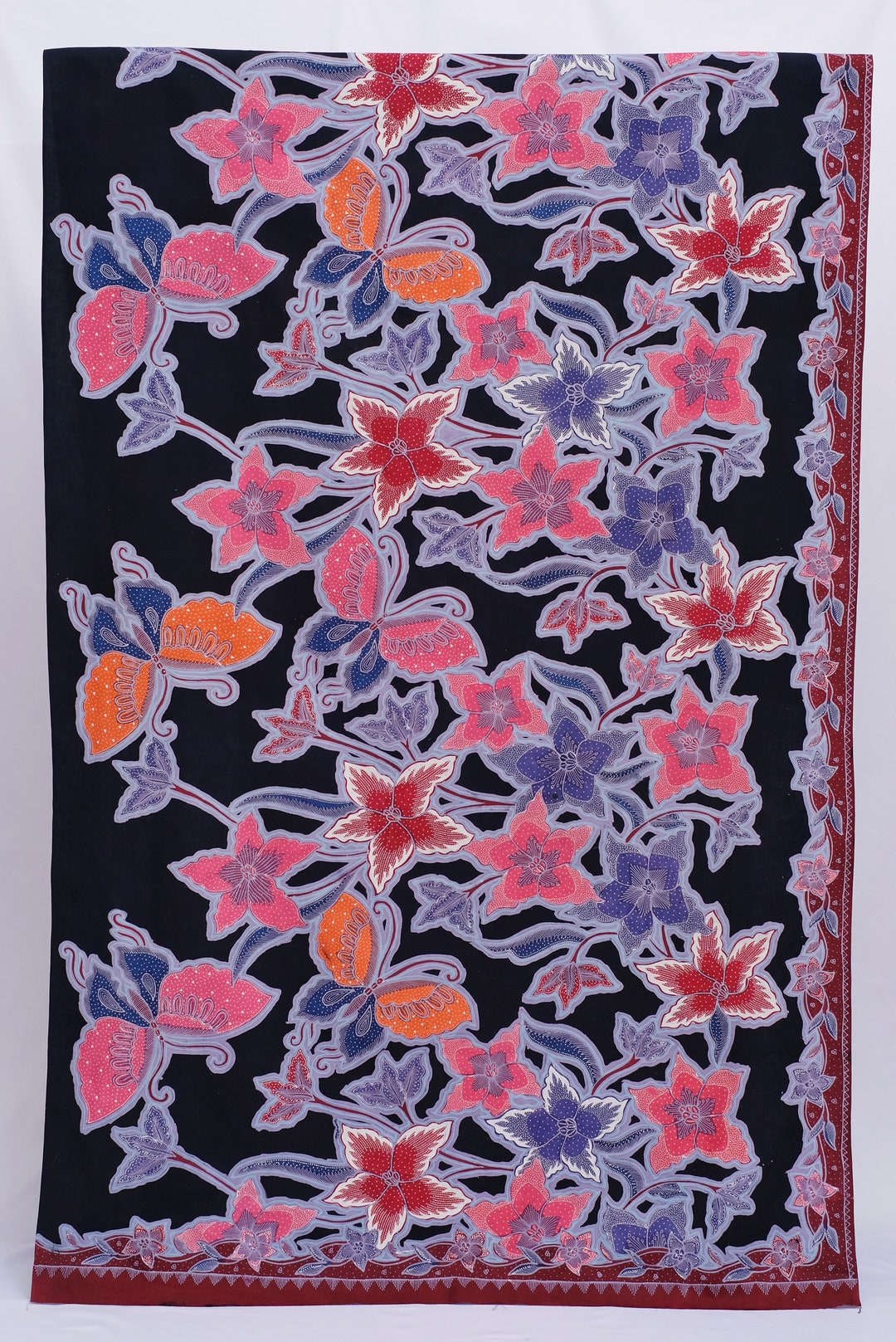 Hand Made Indonesian Batik Sarong, "kupu Mawar" Rose Butterfly, Premium ...
