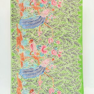 Batik Indonesia, Merak the Peacock Motif, Emerald Green and Pink ...