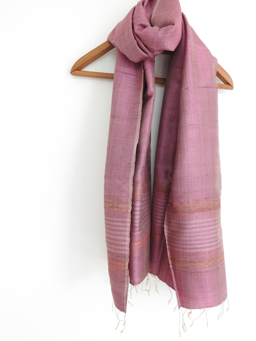 100% Natural Indian Tasar Silk Handwoven Stole in Beautiful 2 Tones ...