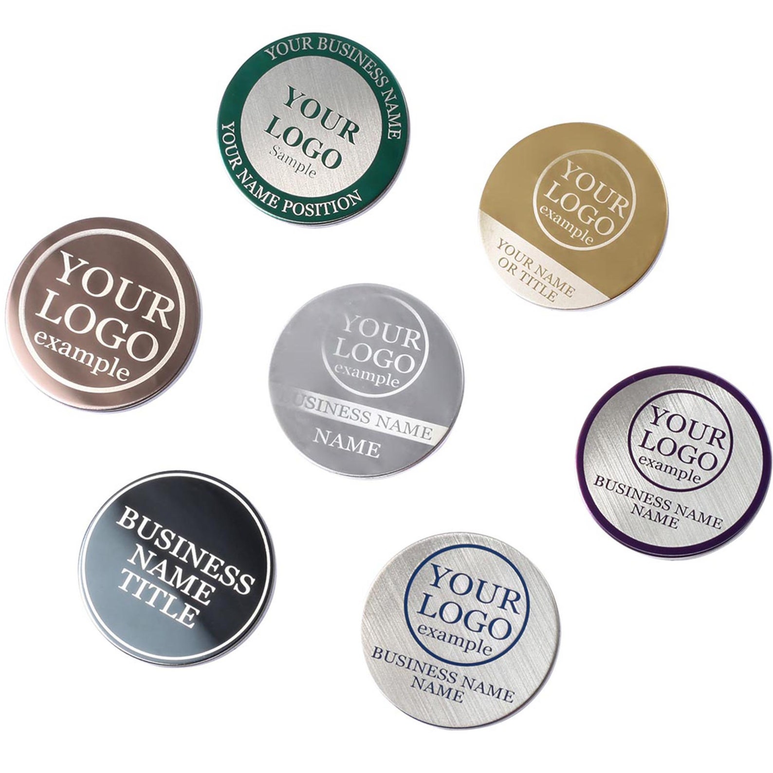 Round Name Tag Customized 7 Templates 7 Color Company Logo | Etsy