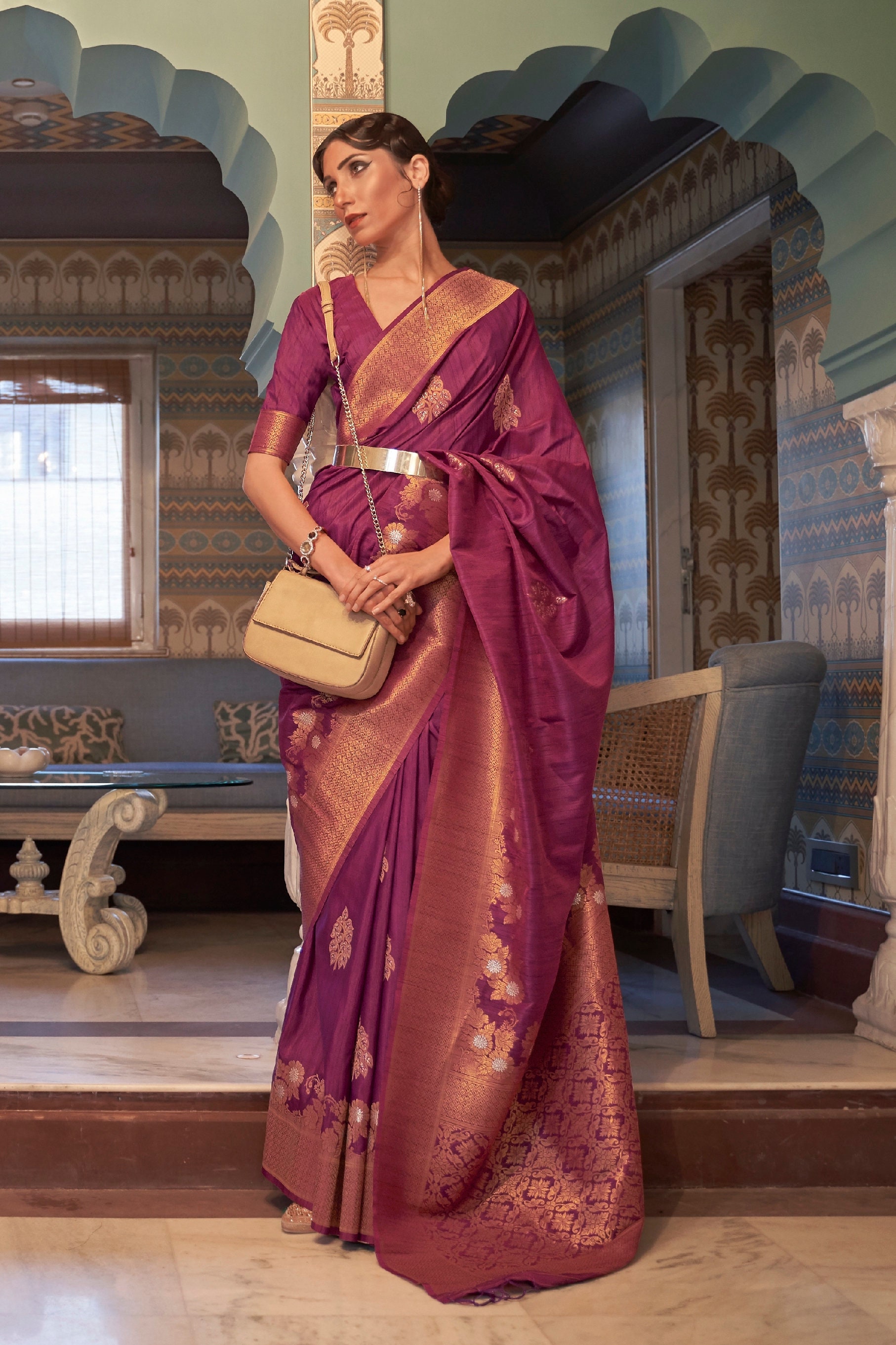 Magenta Color Silk Saree