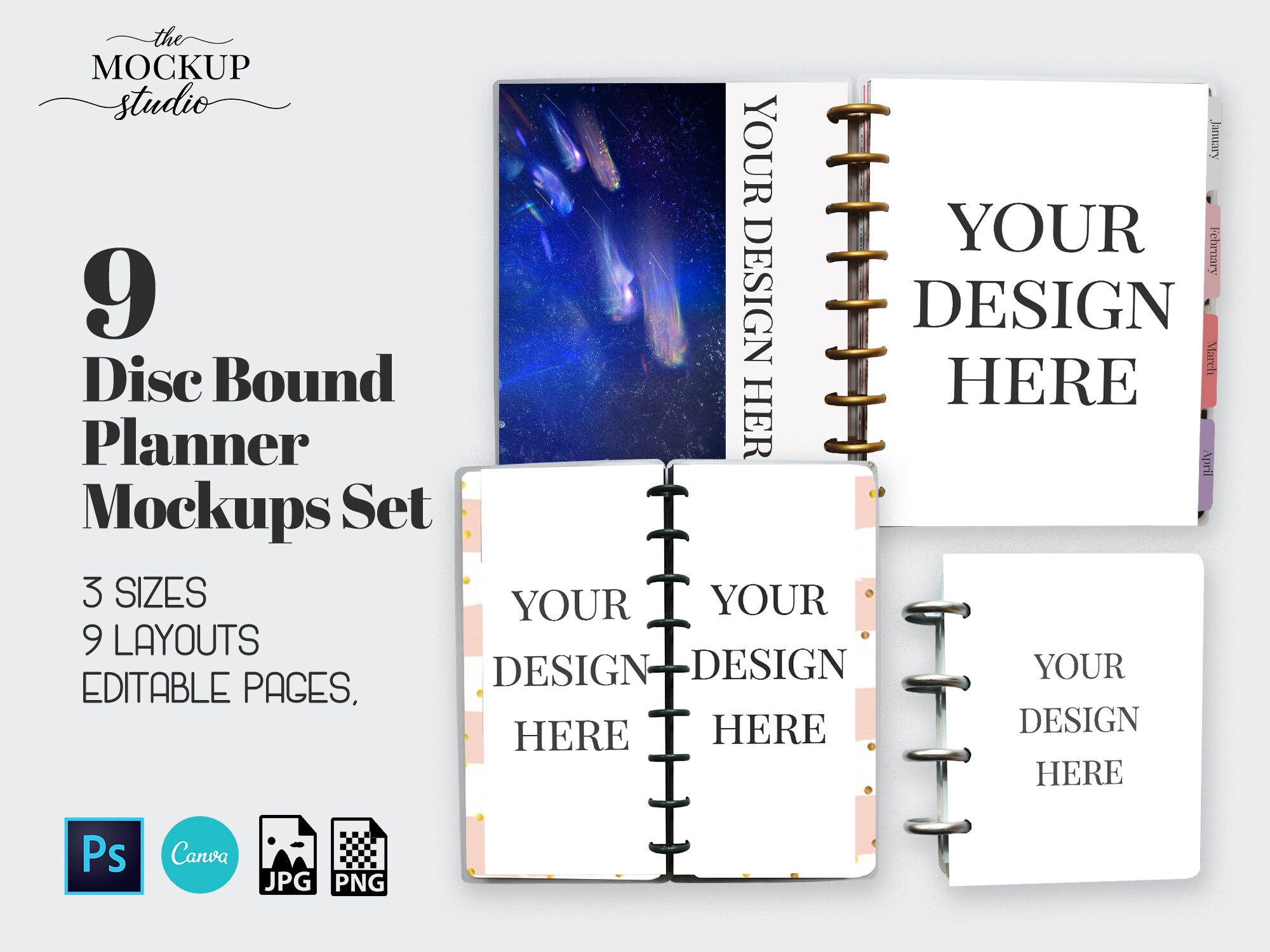 Disc-bound Planner Mockup, 3 Sizes Discbound Notebook Mockup, Planner ...