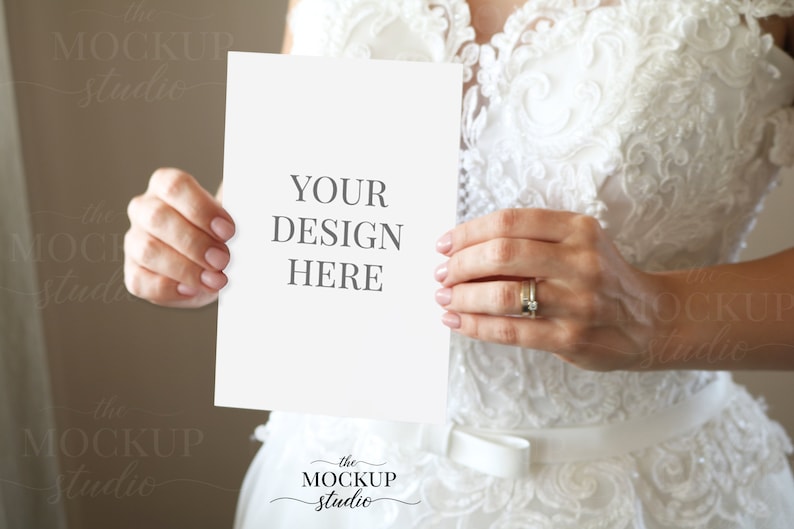 Bride Holding Invitation Mockups Wedding Invitation Mockup - Etsy