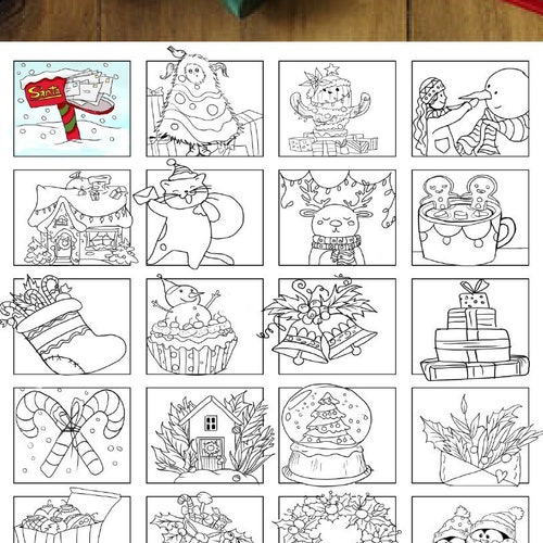 Printable Advent Calendar Christmas Coloring Book Christmas - Etsy