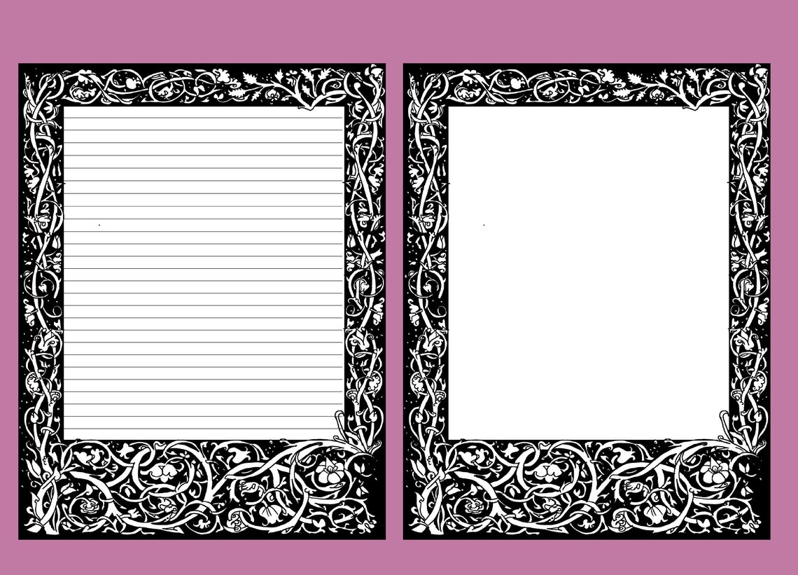 Coloring Flowers Letter Writing Paper Floral Letter Writing | Etsy