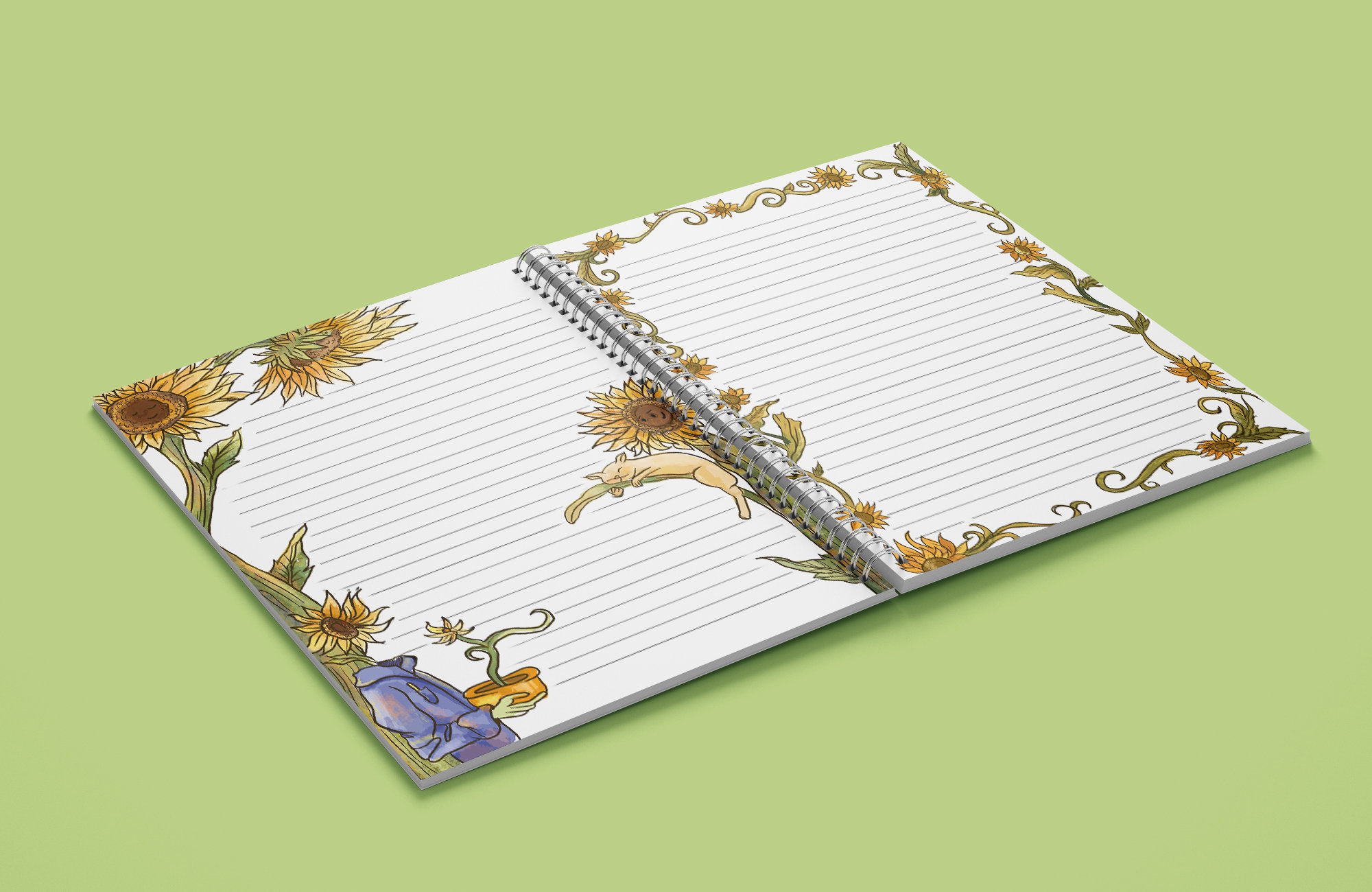 Sunflower Lined Writing Paper ,printable Stationary Paper , Nature ...