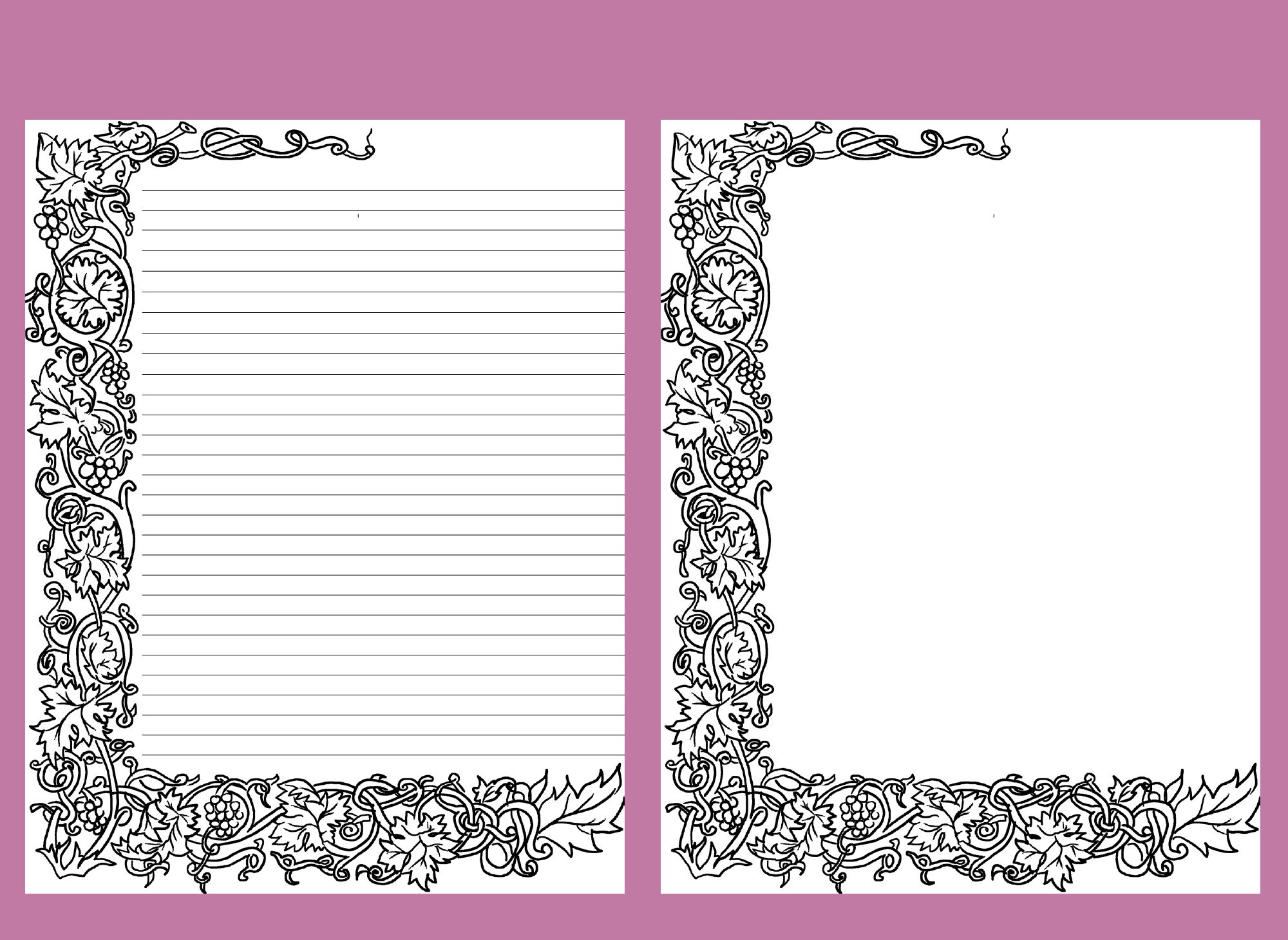 Coloring Flowers Letter Writing Paper Floral Letter Writing | Etsy