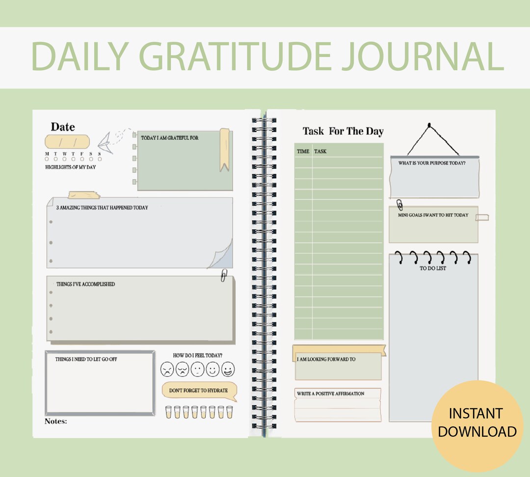 Gratitude Journal Printable , Daily Gratitude Journal , Self Care ...