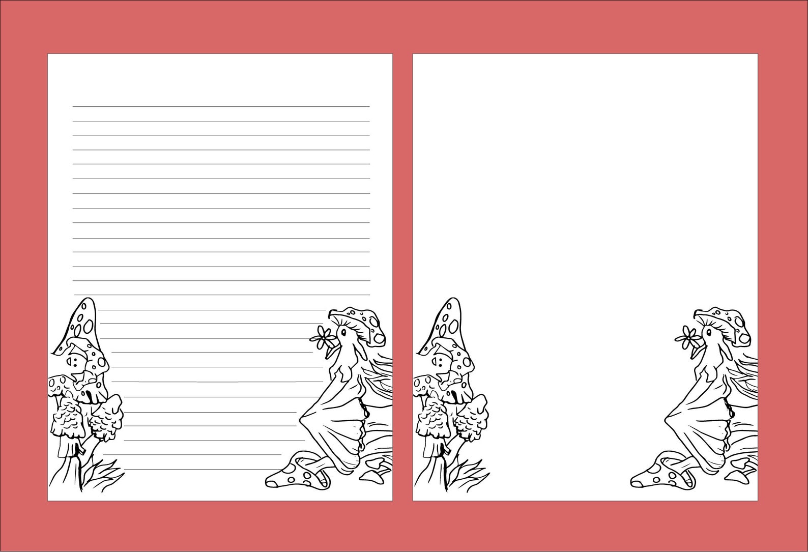 Coloring Mushroom Writing Paper Set nature Stationery Set - Etsy