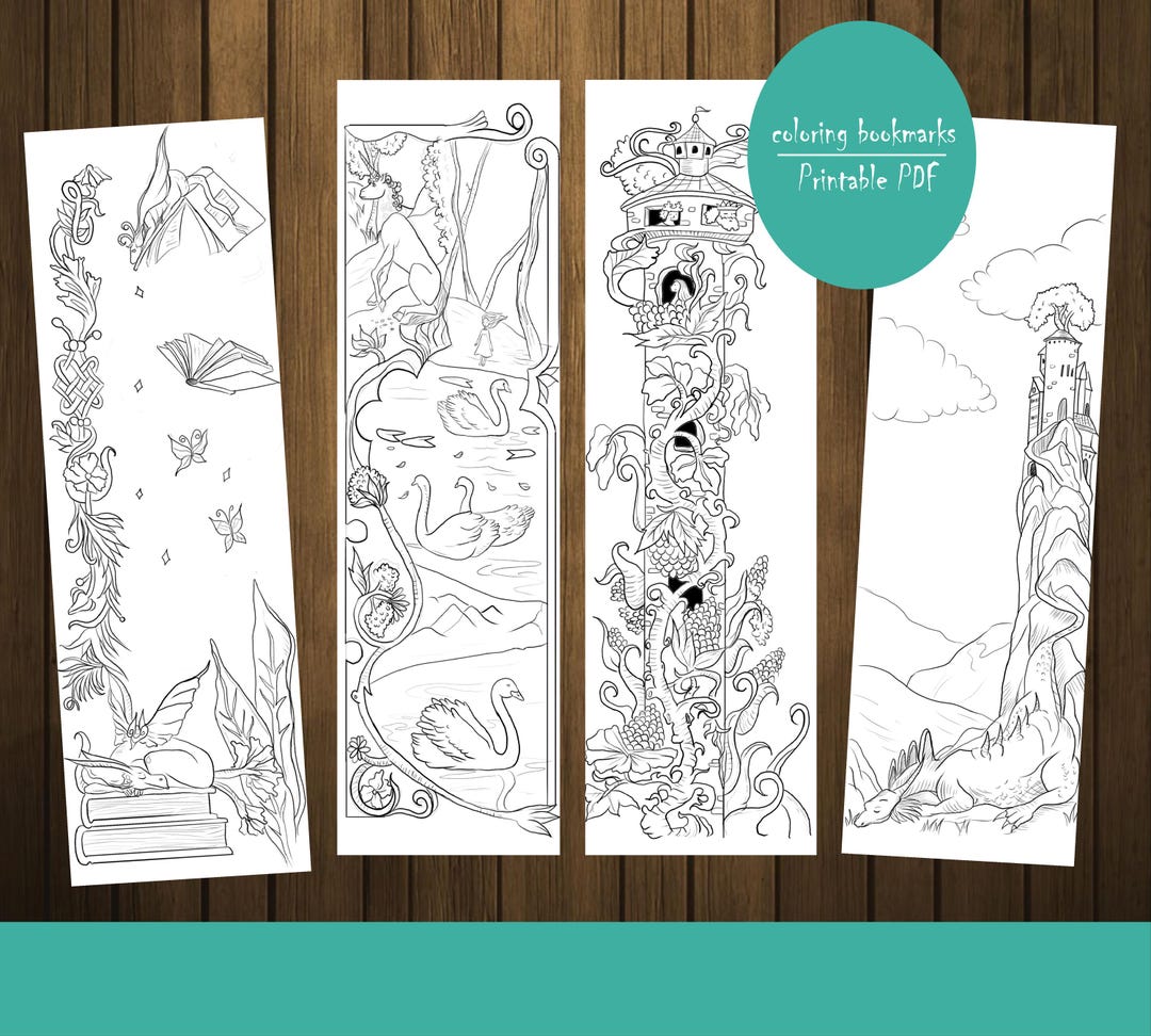 Printable Medieval Fantasy Coloring Bookmarks | Instant Download Pdf - Etsy