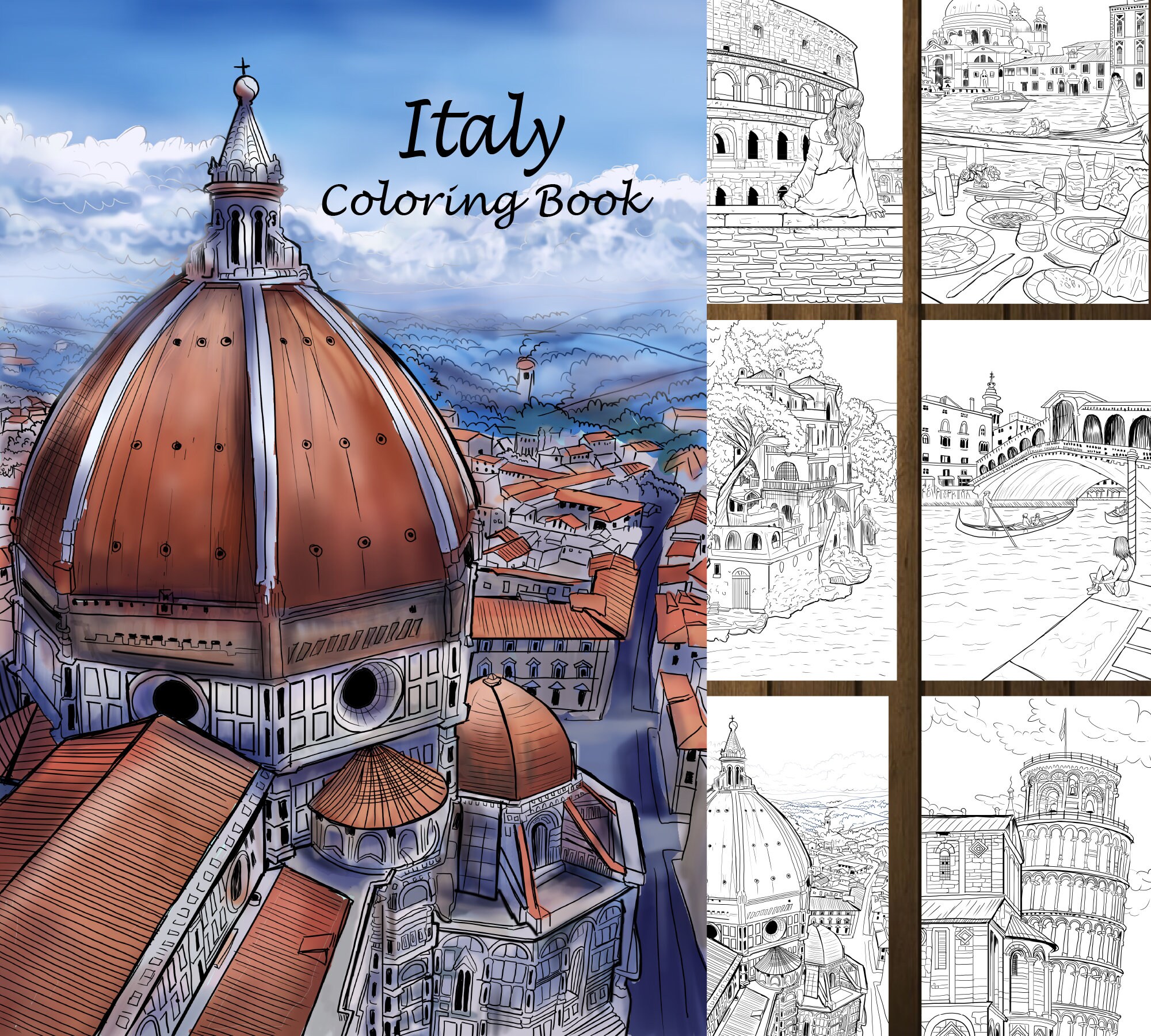 Italy Coloring Book Pdf Adult Coloring Book 12 City - Etsy Canada